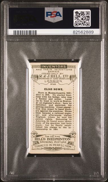 1907 R & J Hill Inventors & Their Inventions #22 ELIAS HOWE PSA 3 VG | eBay