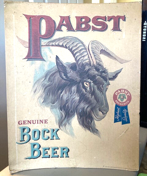VINTAGE 1963 EASEL BACK CARDBOARD SIGN ADVERTISING PABST GENUINE BOCK ...