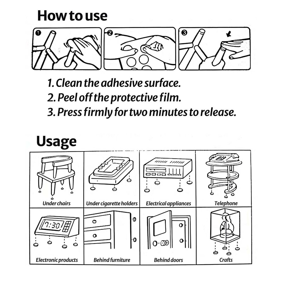 Self-Adhesive Black Rubber Feet - Round/Square Pads for Furniture ...