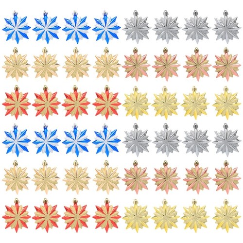 4Pcs Plastic 16-Point Star Ornaments Shatterproof Christmas Tree Decor ...