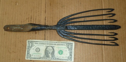 Vintage EEL GIG,Old Fishing Spear Head,Antique Nautical Tool,15"x5 ...