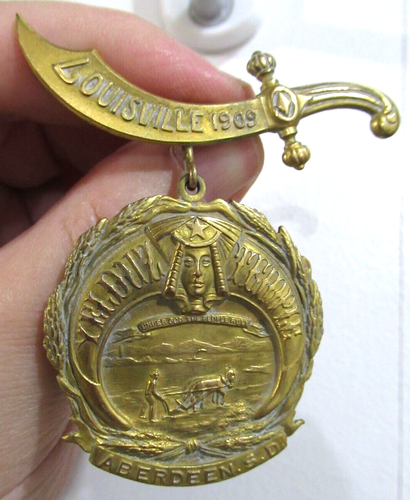 MASONIC KNIGHTS TEMPLAR MEDAL LOUISVILLE 1909 ABERDEEN SD YELDUZ TEMPLE ...