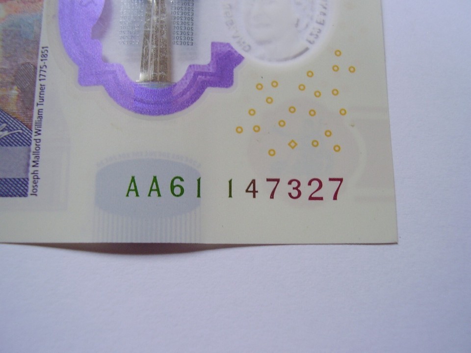 AA61 £20 THE QUEEN Twenty Pound Note AA Prefix AA61 147327 J TURNER ...