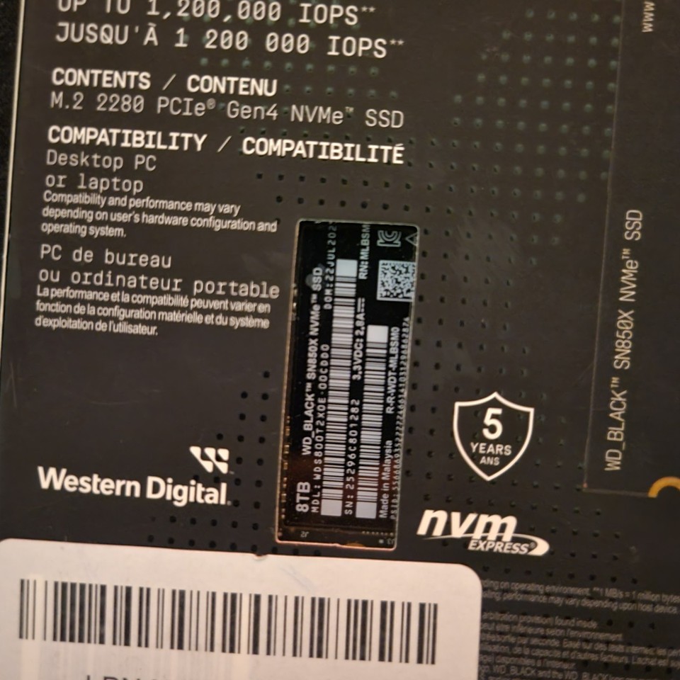 WD 8TB SN850X NVMe Internal Gaming SSD Solid State Drive PCIe M.2 PS5 ...