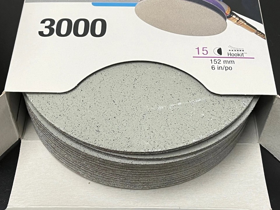 15/PK - 3M 02085 Trizact 6"- 3000 Grit Hookit Buffing Foam Discs, NEW ...