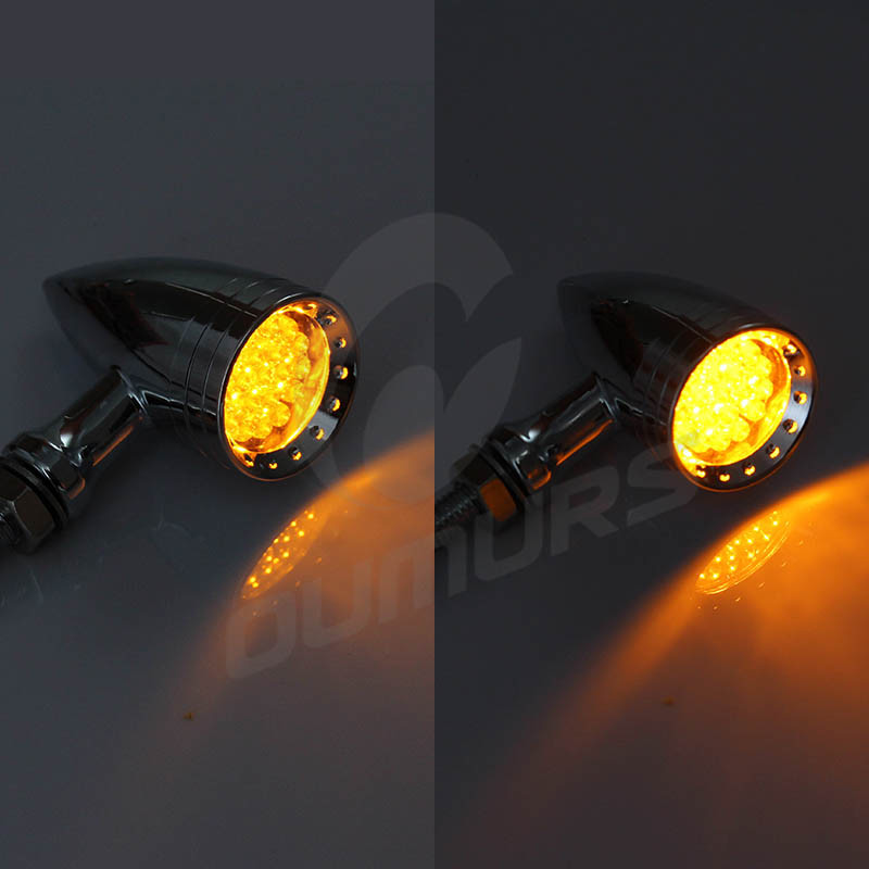 1Pair Motorcycle Bullet LED Turn Signal Chrome Light Indicator For ...