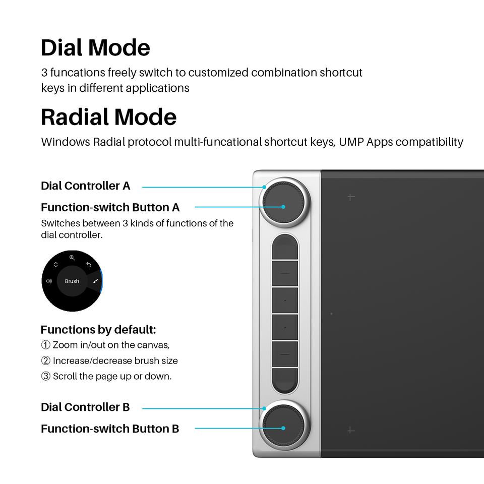 HUION Inspiroy Dial 2 Bluetooth Wireless Graphics Drawing Tablet ...