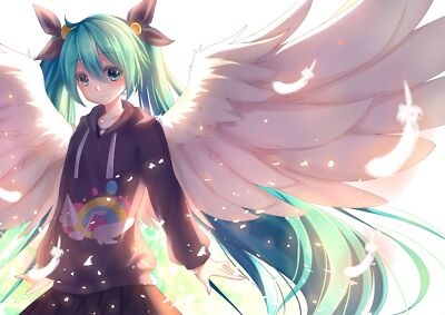 Anime vocaloid hatsune miku cyan hair twintails wings Playmat Game Mat ...