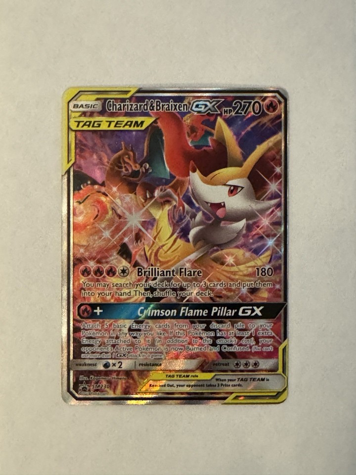 Pokémon TCG Charizard & Braixen GX Tag Team Sun & Moon Full Art Promo ...