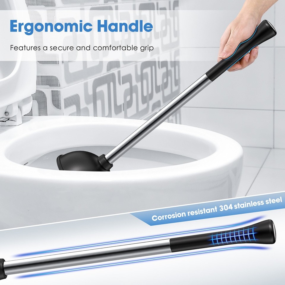 Toilet Pump Bathroom Commode Plunger with Holder Clog Remover for | eBay