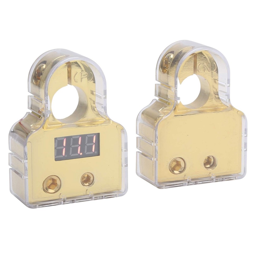 Car Battery Terminal Connectors Kit Digital Voltmeter 0/4/8/10 AWG ...