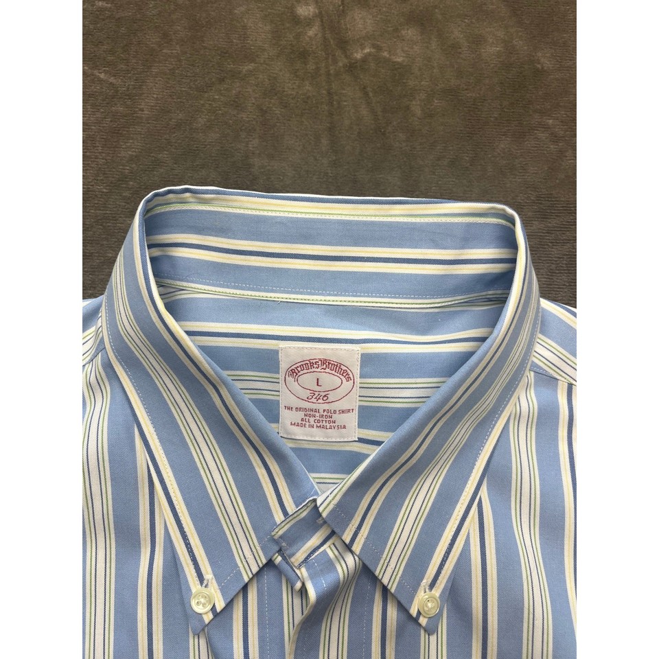 Brooks Brothers Mens Striped Button Down Shirt The Original Polo L 346 ...