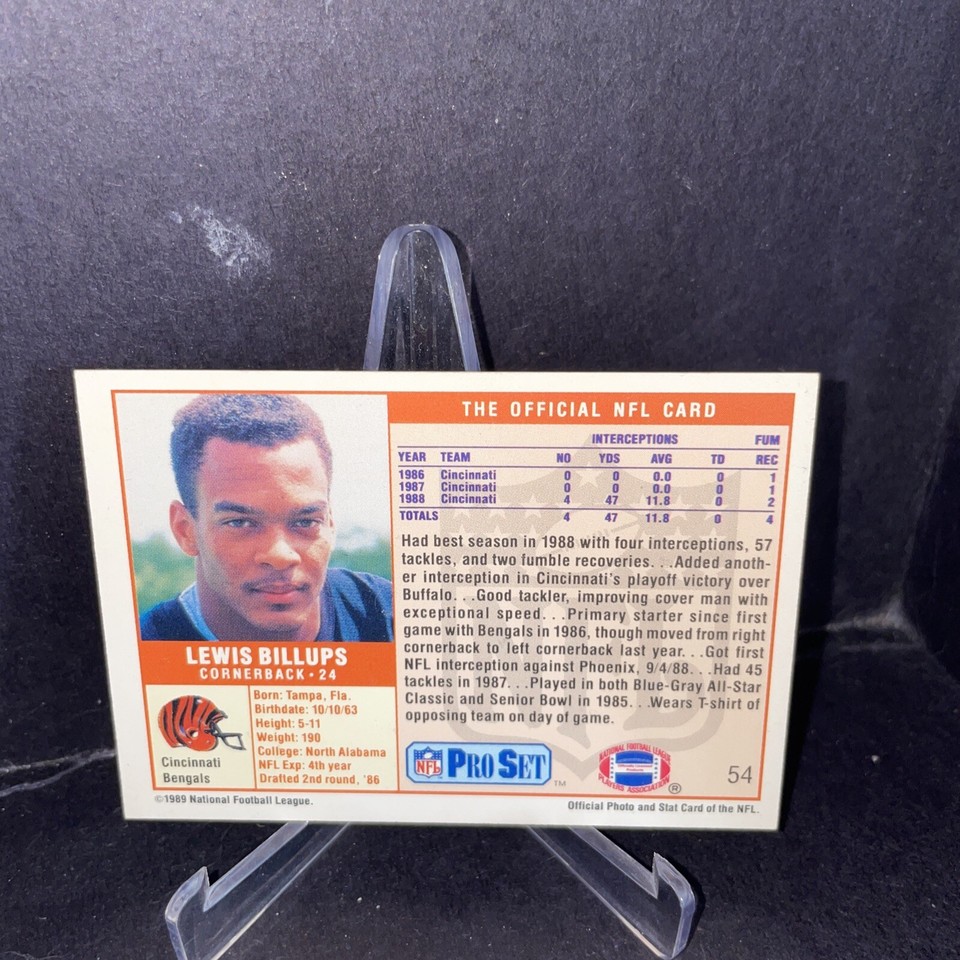 1989 Pro Set #54 LEWIS BILLUPS RC Cincinnati Bengals | eBay
