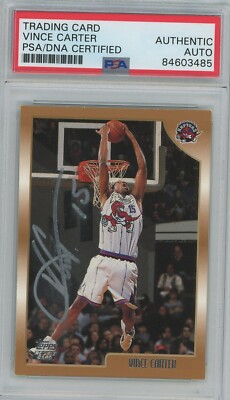 Vince Carter 1998 - 99 Topps RC Rookie Raptors PSA/DNA Signed Auto ...