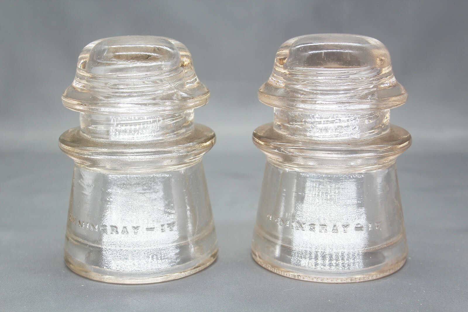 Vintage Hemingray 17 Clear Glass Insulators Set of Two 19-41 and 13-41 ...