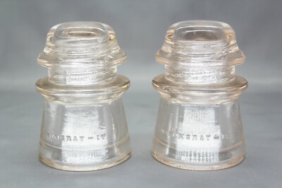 Vintage Hemingray 17 Clear Glass Insulators Set of Two 19-41 and 13-41 ...