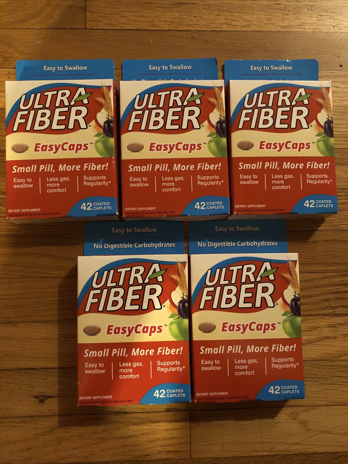 Lot of 5-Ultra Fiber Caplets -Boost Regularity - 42 Coated Caplets ...