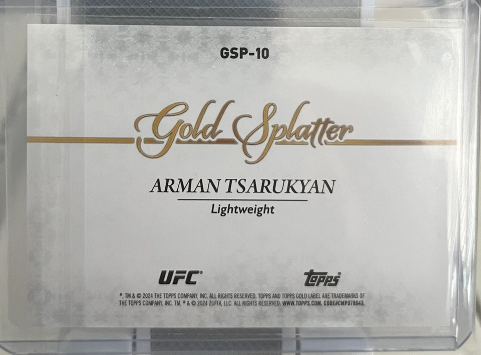 2024 Topps UFC Gold Label Arman Tsarukyan Gold Splatter Rare Case Hit ...