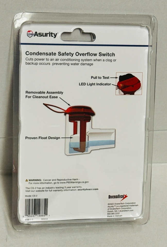 DiversiTech Asurity CS-2 Condensate Safety Float Switch | eBay