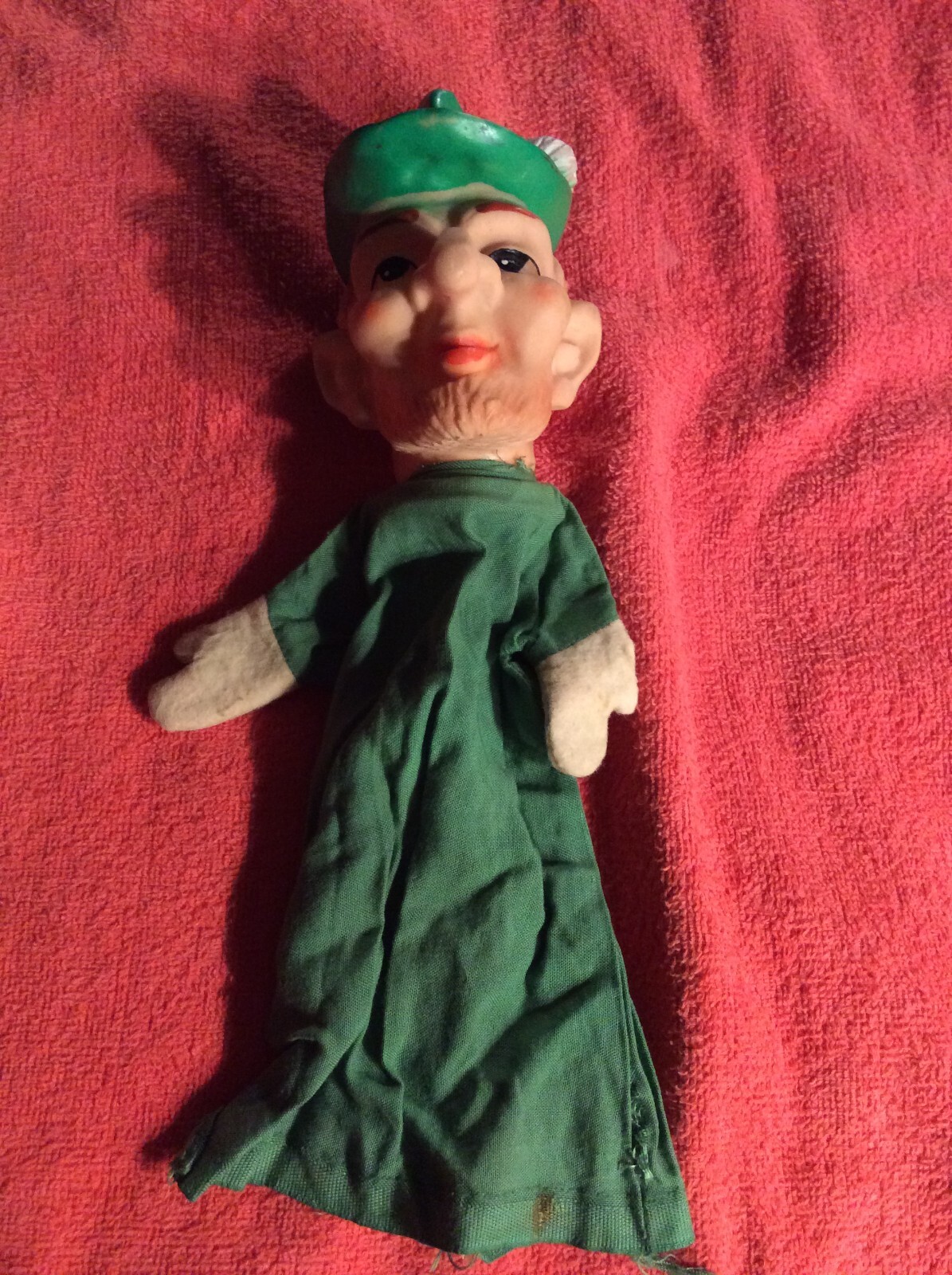 VINTAGE PUPPET GREEN HAT CROOKED NOSE MAN WITH BEARD ELF? | eBay