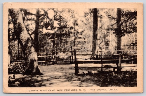 Winnipesaukee NH~Geneva Point Camp~Council Circle Ring~Rustic Fences ...
