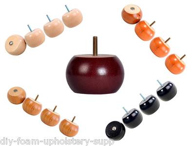 4x WOODEN TUFFET FEET Mahogany, Oak, Wenge, Black, Natural furniture ...