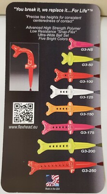 Set of 8 Flex-Head G3 Golf Tees. Unbreakable Golf Tees | eBay UK