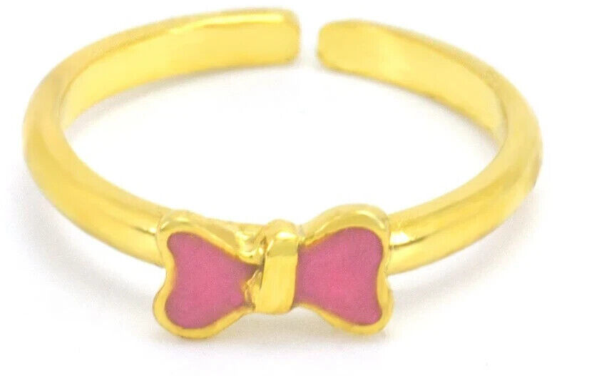 Kids Ring Real Silver 925&Real Pink Gold Plated Bow Girls Ring ...