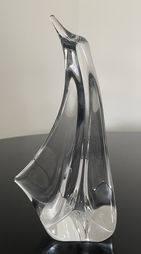 Vintage DAUM France Clear Crystal Swan Bird Art Glass Figurine Head Up ...