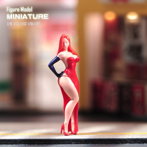 1/18 Miniatures Figures Red Dress Sexy Girl Scene Prop Diorama Doll For Car Toy | eBay