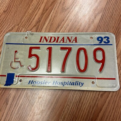 Vintage 1993 Indiana Handicapped License Plate 51709 Hoosier ...