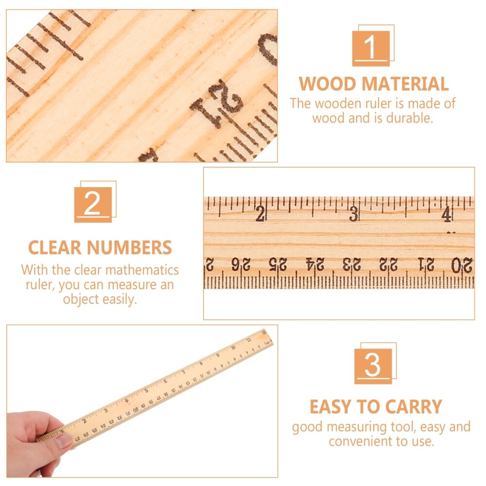 25 Pcs Student Measuring Straight Ruler Vintage Wooden Rulers | eBay