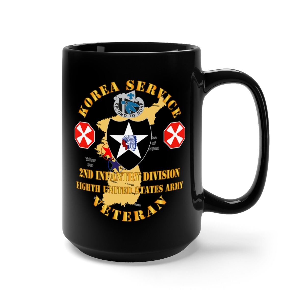 Black Mug 15oz - Army - Korea Service Vet - 2nd Infantry Div - 8th US ...