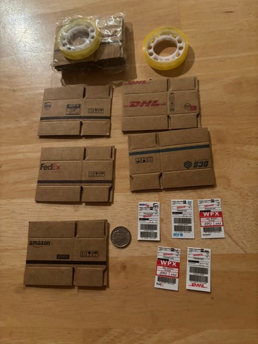 Mini 10 Packing Shipping Boxes & Labels + Tape UPS FEDEX DHL DCS AMAZON ...