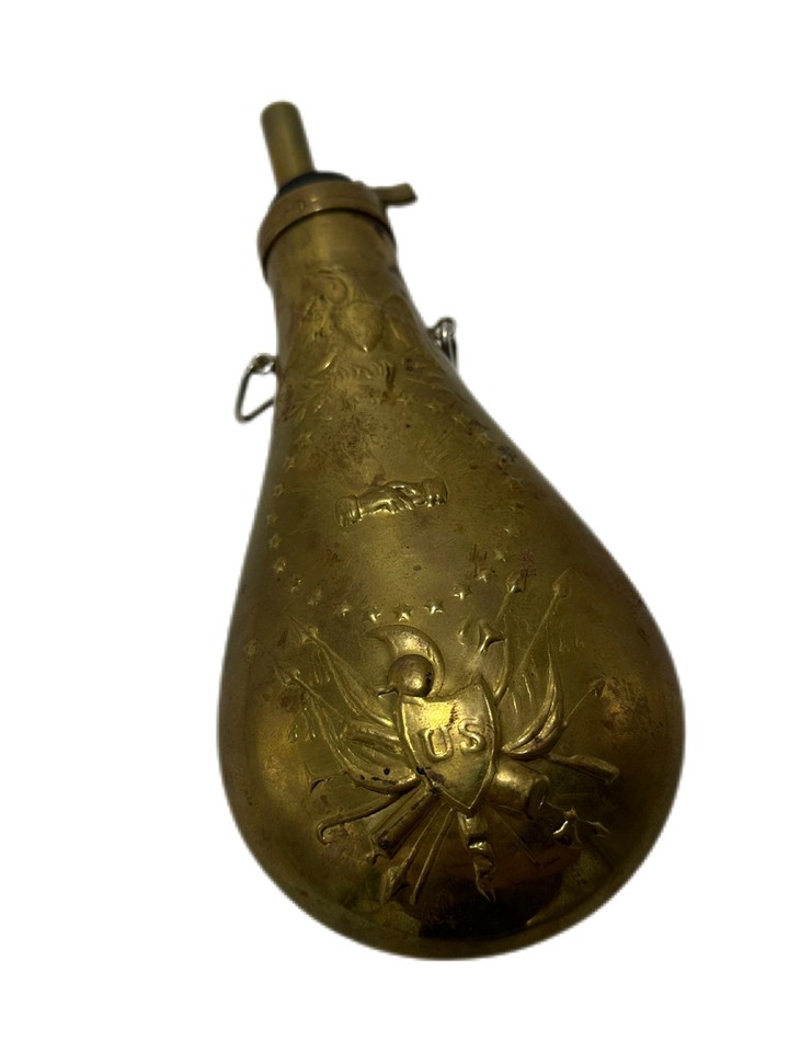 Repro Rare Antique Civil War Era Powder/Shot Flask – 'Peace' Motif ...