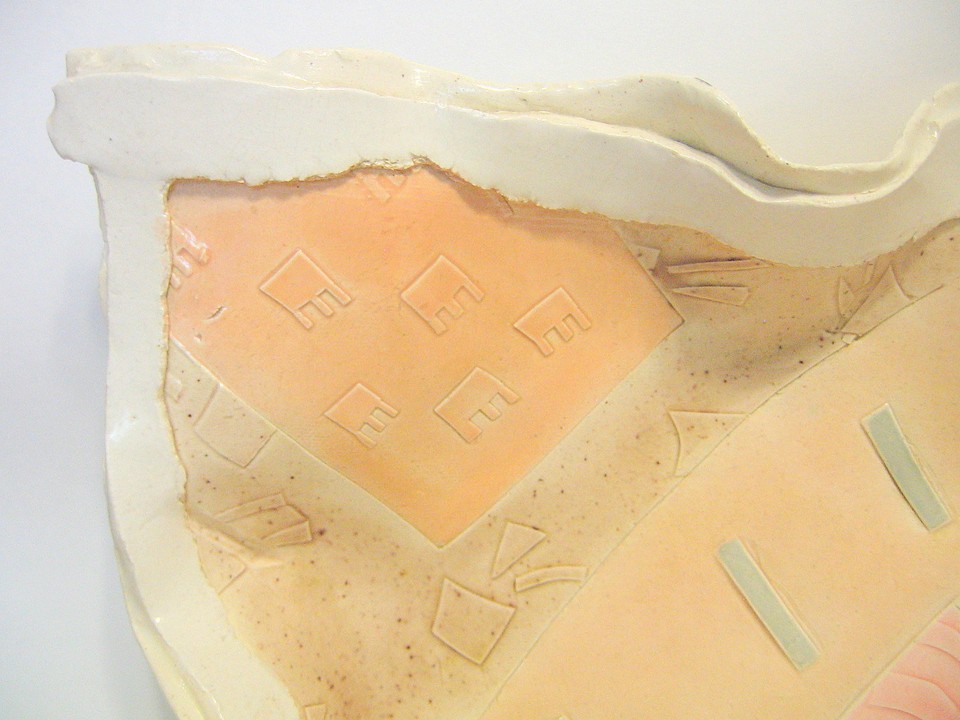 Abstract Hand Built Ceramic Plate Geometric Shapes Large | eBay