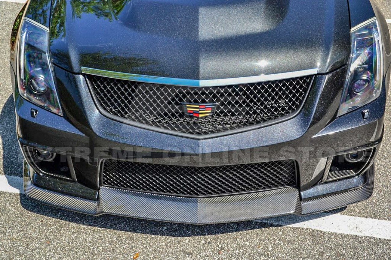 For 09-15 Cadillac CTS-V CARBON FIBER Package Front Lip Side Skirts ...