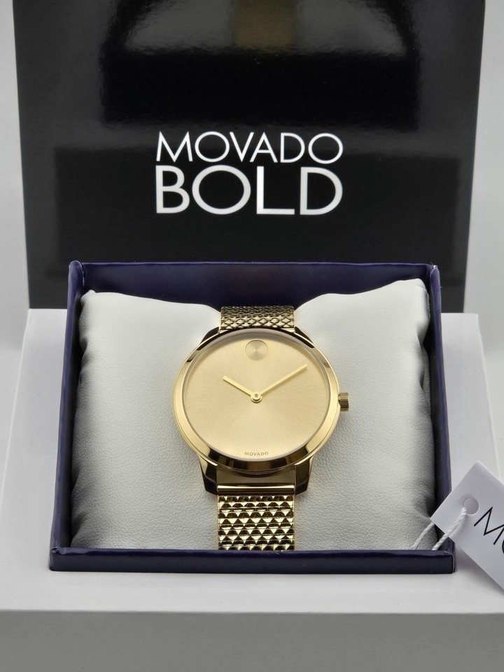 Movado Bold Women's Gold Dial Pyramid Bracelet Watch - 3600598 ($595 ...