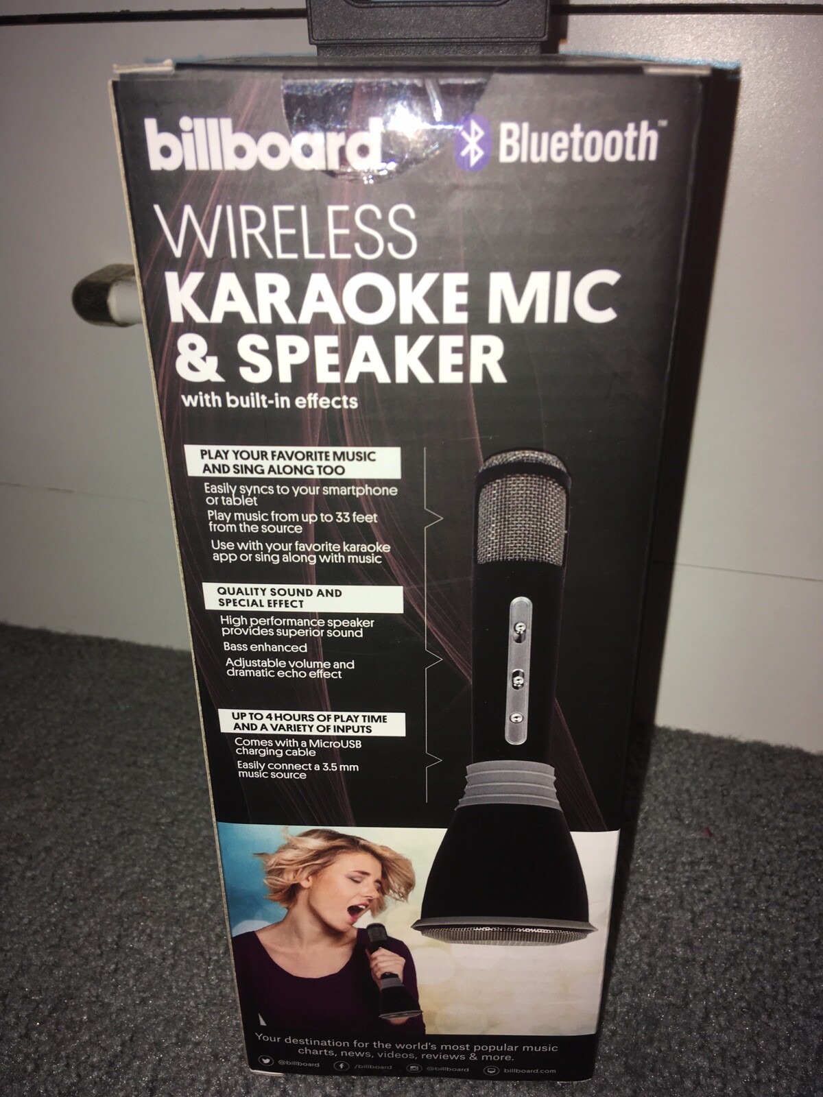 Billboard BB567 Bluetooth Wireless Karaoke Mic & Speaker w/ Built-in ...