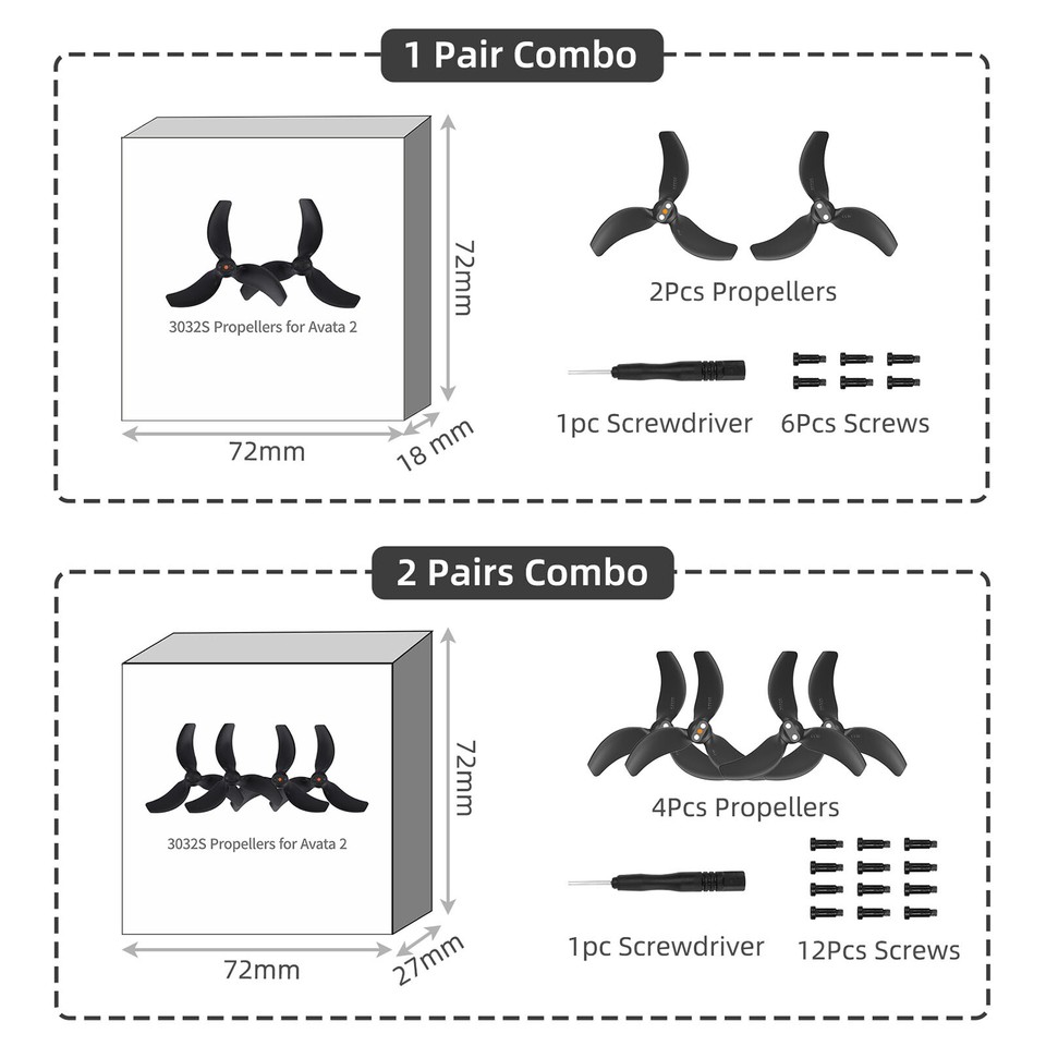 3032S Propellers for DJI Avata 2 Drone 3-blades Props Storage Case ...