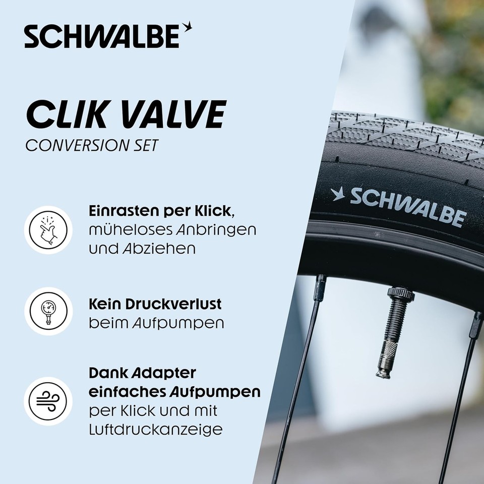 Schwalbe Clik Valve Conversion Kit PV-SCV Inc Pump Adapter | eBay UK