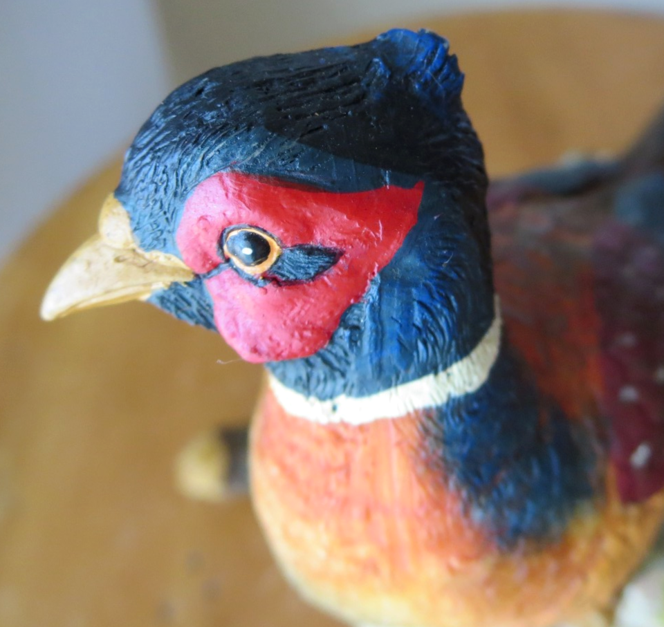 PHEASANT BIRD ON TREE BRANCH MULTICOLOR RESIN FIGURINE 6" X 4.5" | eBay