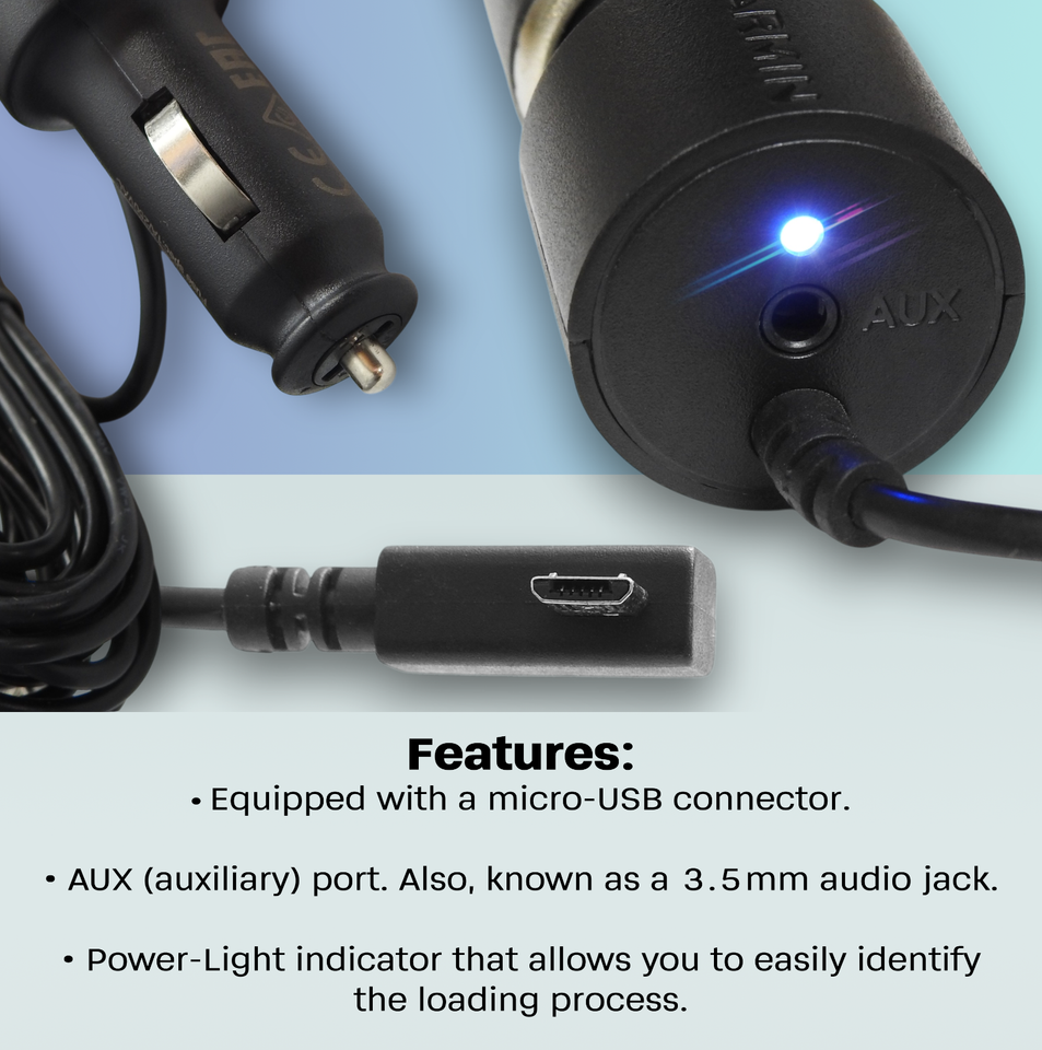 Genuine Garmin Car Charger Power Cable for Dash Cam Live/Mini/Mini 2 ...