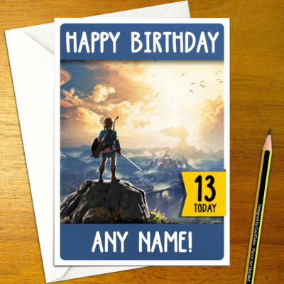 BREATH OF THE WILD LINK Personalised Birthday Card - large nintendo ...
