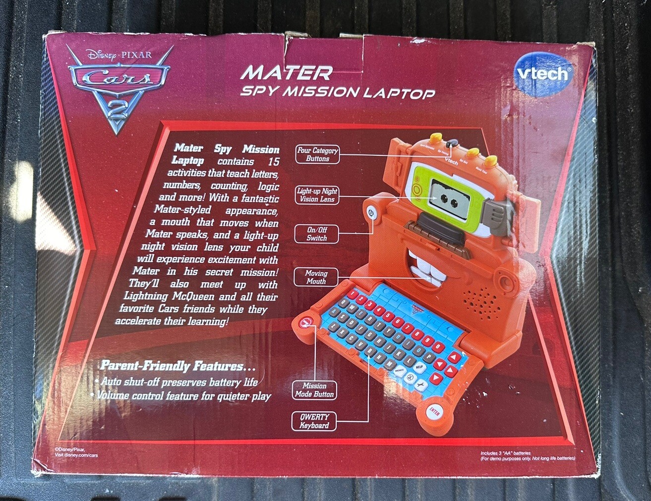 Disney Cars 2 VTech Mater Spy Mission Laptop Teach Letter Number Shape ...