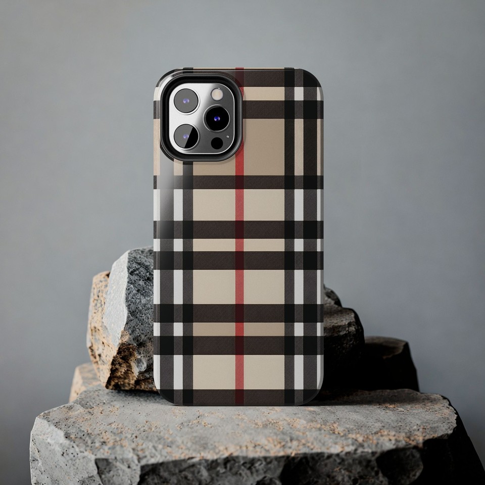 Plaid Phone Case for Samsung Galaxy S24 S23 S22 S21 & iPhone 15 Tan ...