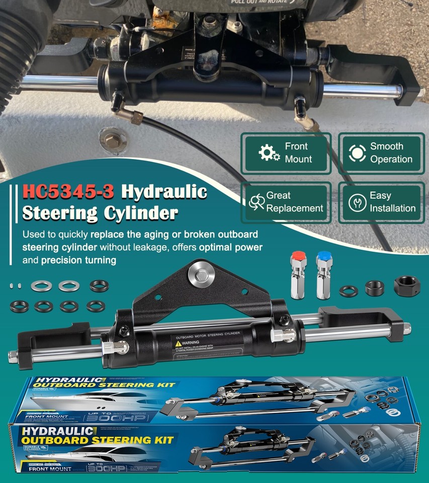 HC5345-3 Front Mount Hydraulic Outboard Steering Cylinder Ram Up To ...