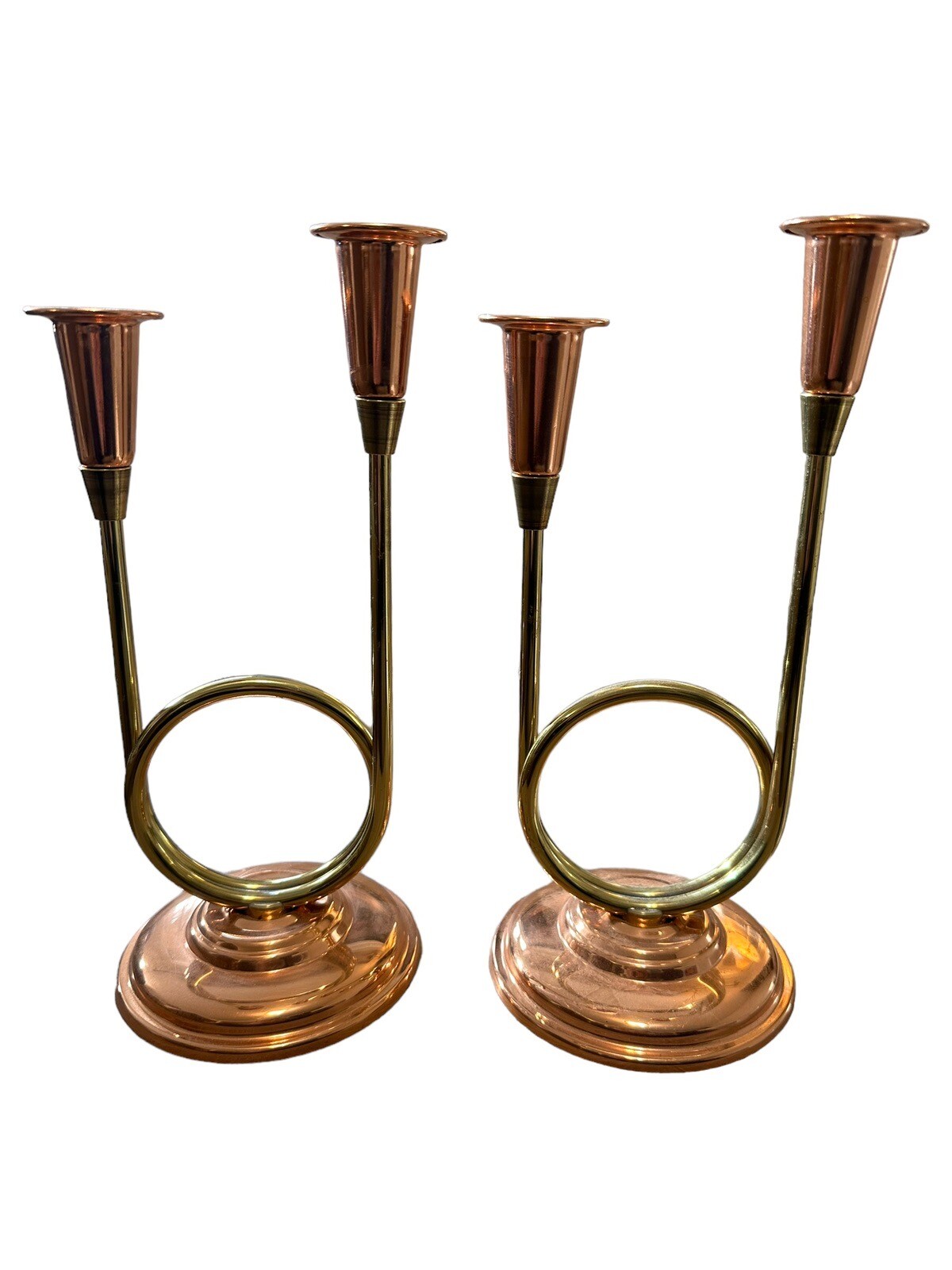 Coppercraft Guild Brass & Copper Double Candle Stick Holder MCM Vintage ...