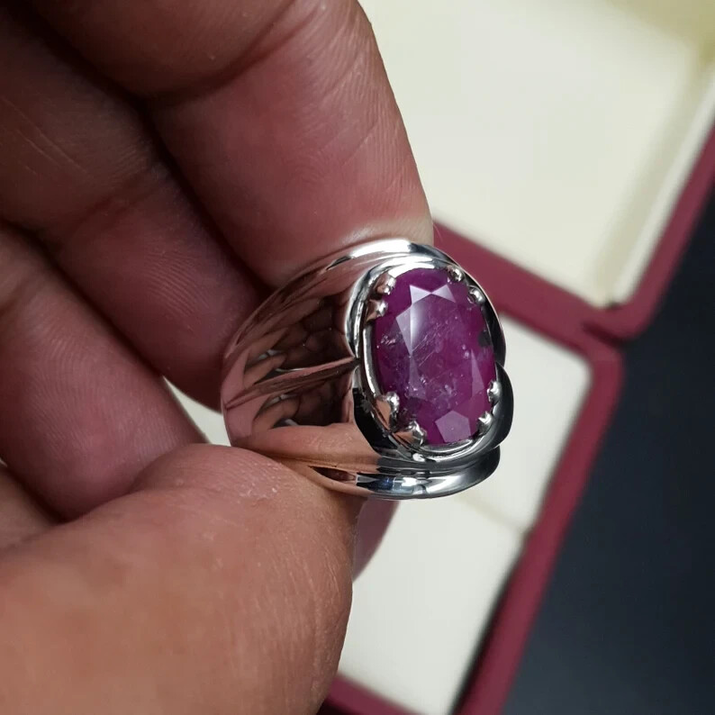 Natural Mens Ruby Ring 5ct Unheated Untreated Ruby Ring For Men Sterling Silver | eBay