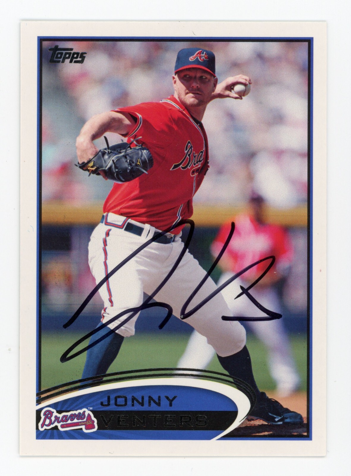 SIGNED BASEBALL CARD AUTO TOPPS 2012 JONNY VENTERS ATLANTA BRAVES #408 ...